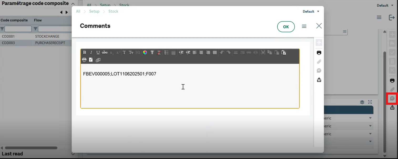 Composite code setup