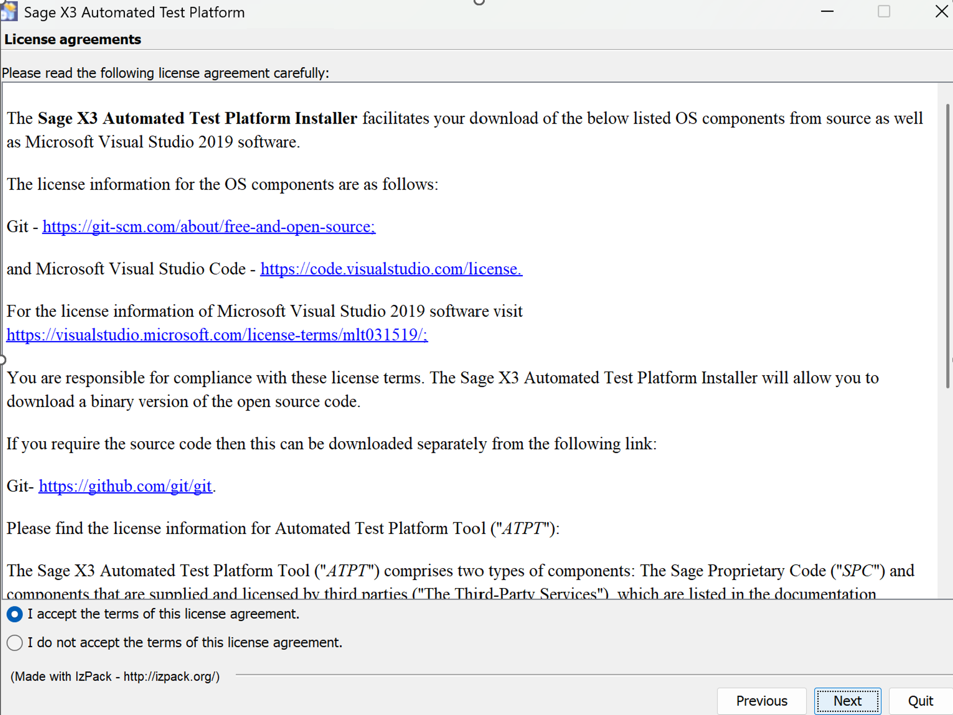 Installing and updating the Sage X3 Automated Test Platform library