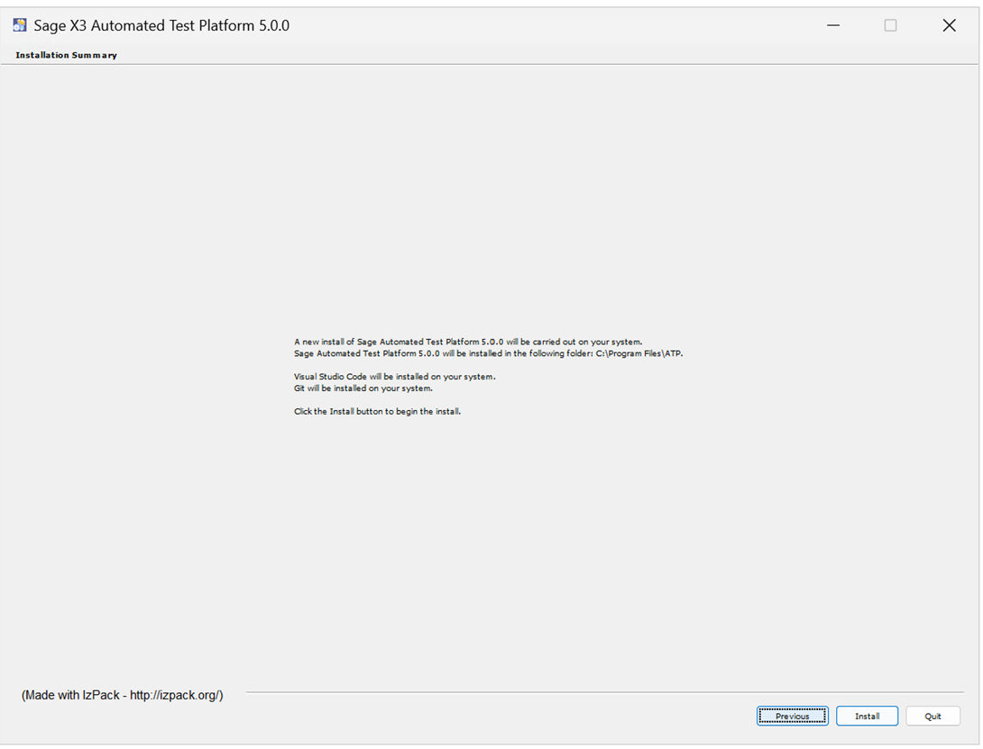 Installing and updating the Sage X3 Automated Test Platform library